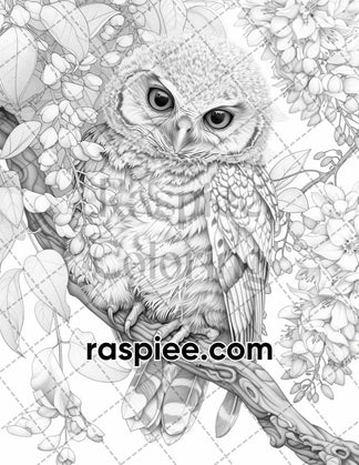 77 Baby Animals with Flowers Grayscale Adult Coloring Pages Printable ...