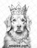 50 Royal King Dog Grayscale Coloring Pages for Adults, Printable PDF I ...