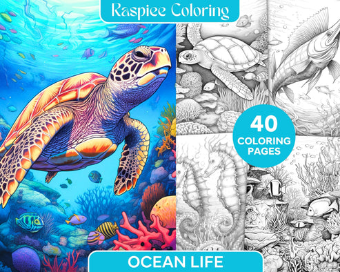 Ocean Life Grayscale Coloring Pages Printable for Adults Relaxation an