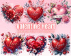 Romantic Valentine Heart Clipart Bundle, 52 PNG High-Res Files for Com ...