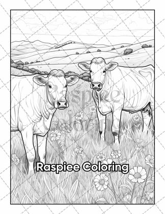 50 Country Farm Scenes Adult Coloring Pages Printable PDF Instant Down ...