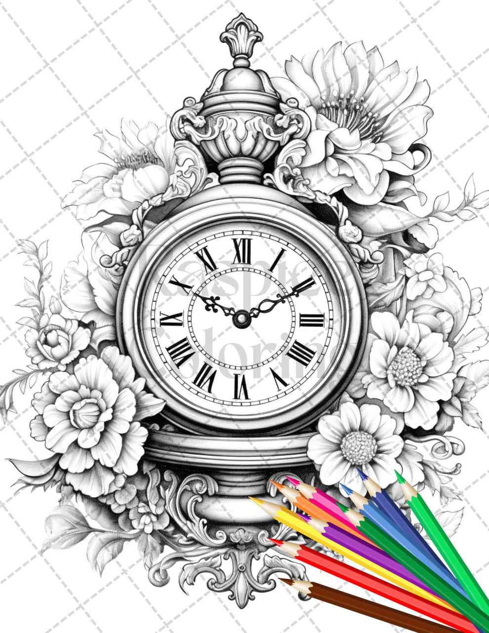 40 Vintage Objects Grayscale Coloring Pages Printable for Adults, PDF
