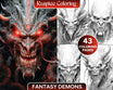 43 Fantasy Demons Grayscale Coloring Pages for Adults, Printable PDF F ...