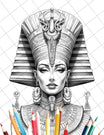 35 Ancient Egyptian Queens Coloring Book Printable for Adults, Graysca ...