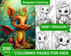200 Woodland Baby Dragons Coloring Pages for Kids, Printable PDF Insta ...