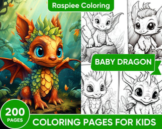 200 Woodland Baby Dragons Coloring Pages for Kids, Printable PDF Insta ...