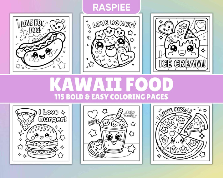 115 Bold and Easy Kawaii Food Coloring Pages for Kids & Adults – RASPIEE