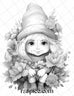 50 Flower Gnomes Grayscale Coloring Pages Printable for Adults Kids, P ...