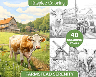 40 Farmstead Serenity Grayscale Coloring Pages Printable for Adults, P ...
