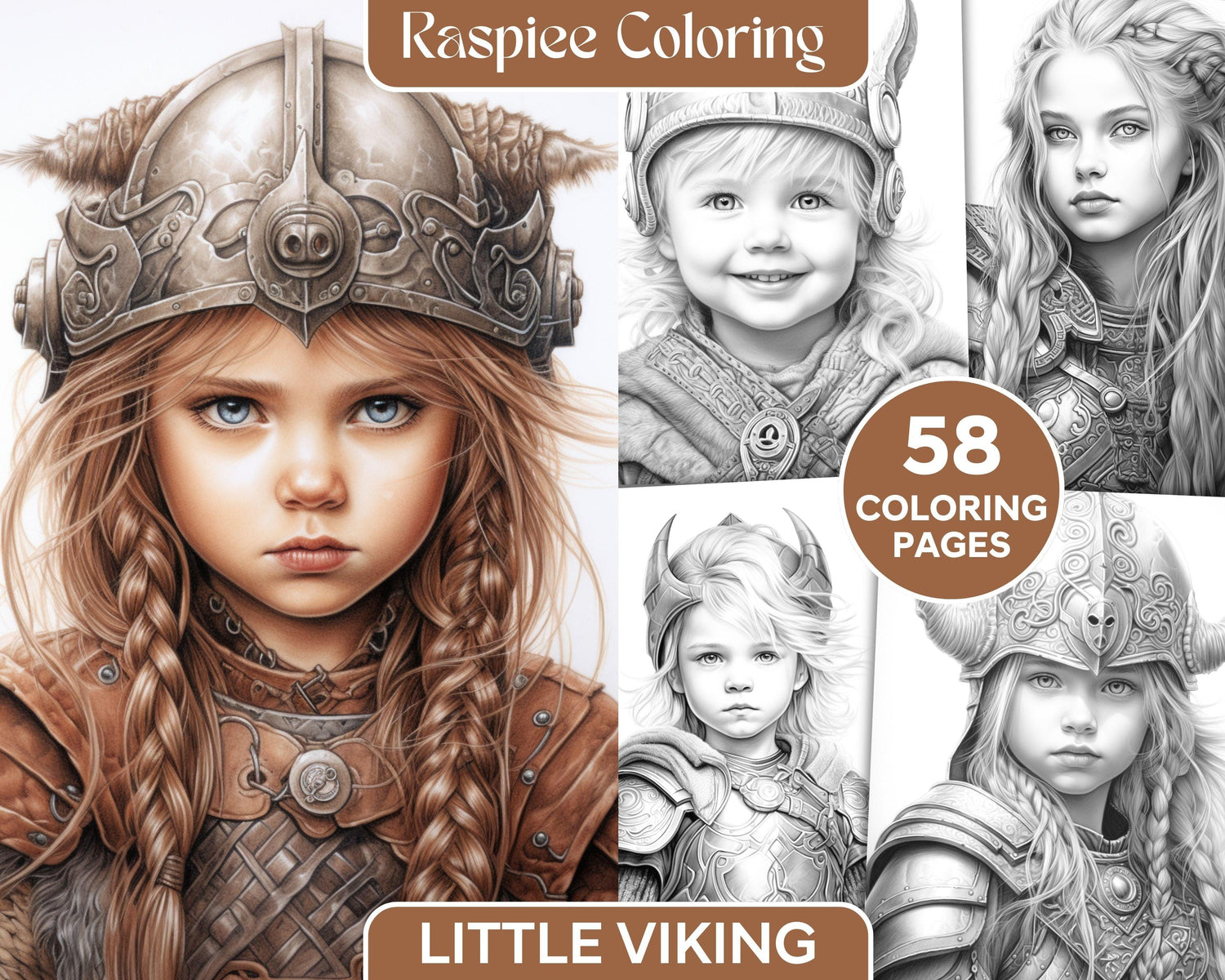 58 Little Viking Girls Boys Portrait Grayscale Coloring Pages Printabl