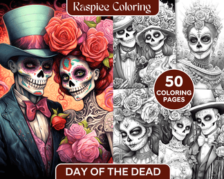50 Day of the Dead Grayscale Coloring Pages Printable for Adults, PDF ...
