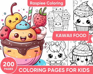 200 Kawaii Food Coloring Pages for Kids, Fun Homeschool Activities, Pr ...