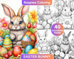 40 Easter Bunny Grayscale Adult Coloring Pages, Printable PDF Instant ...