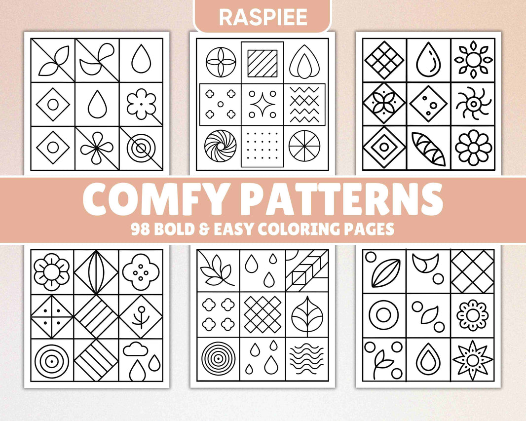 Bold & Easy Coloring Pages for All Ages | Simple Designs – RASPIEE