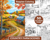 50 Country Farm Scenes Adult Coloring Pages Printable PDF Instant Down ...