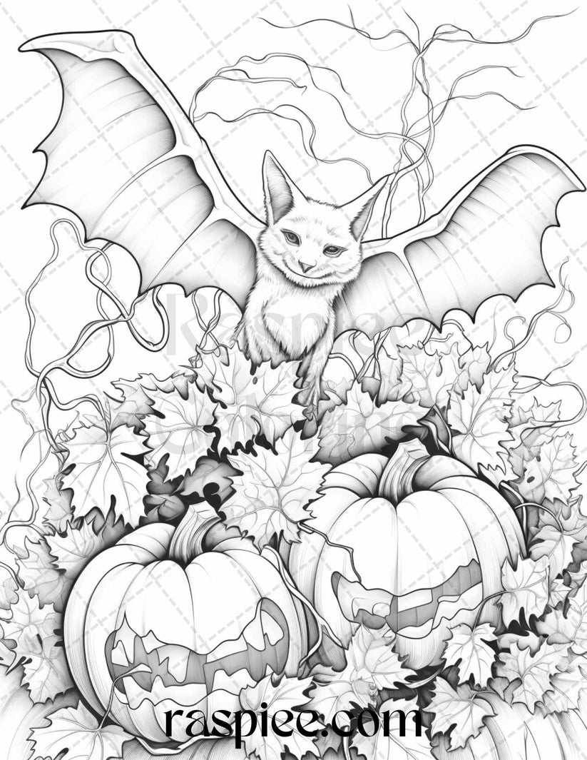 Autumn Animals Grayscale Coloring Pages for Adults and Kids, Printable