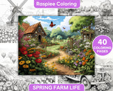 40 Spring Farm Life Grayscale Adult Coloring Pages, Printable PDF Inst ...