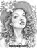 50 Vintage Spring Pin Up Girls Grayscale Adult Coloring Pages, Printab ...