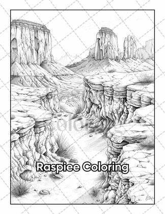 101 Relaxing Landscapes Grayscale Adult Coloring Pages Printable PDF I ...