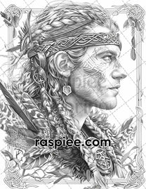 87 Viking Tattoos Grayscale Adult Coloring Pages Printable PDF Instant ...