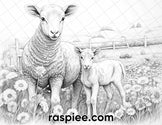 40 Spring Farm Life Grayscale Adult Coloring Pages, Printable PDF Inst ...