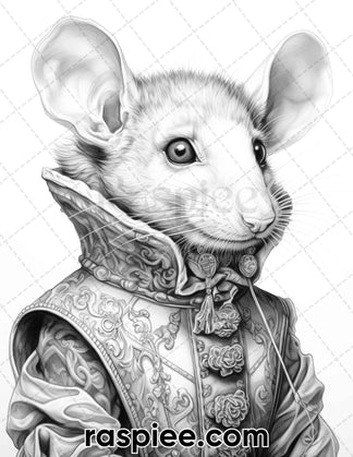 80 Gothic Animals Grayscale Adult Coloring Pages, Printable PDF Instan ...