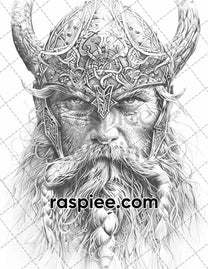 87 Viking Tattoos Grayscale Adult Coloring Pages Printable PDF Instant ...
