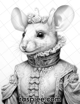 80 Gothic Animals Grayscale Adult Coloring Pages, Printable PDF Instan ...