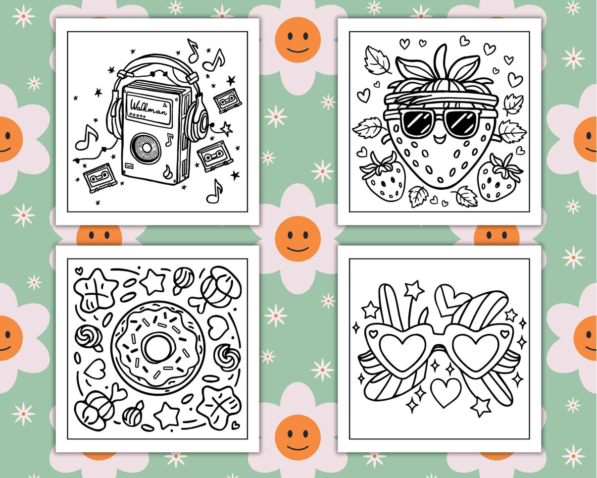 127 Bold and Easy Cute Groovy Coloring Pages for Kids & Adults – RASPIEE