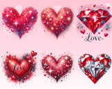 Romantic Valentine Heart Clipart Bundle, 52 PNG High-Res Files for Com ...