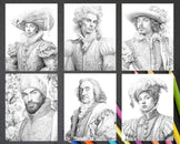 50 Baroque Man Portrait Grayscale Graysale Coloring Pages Printable fo ...