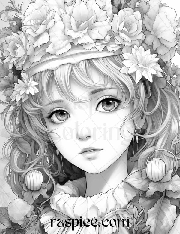 40 Cute Decora Girls Grayscale Coloring Pages Printable for Adults Kid
