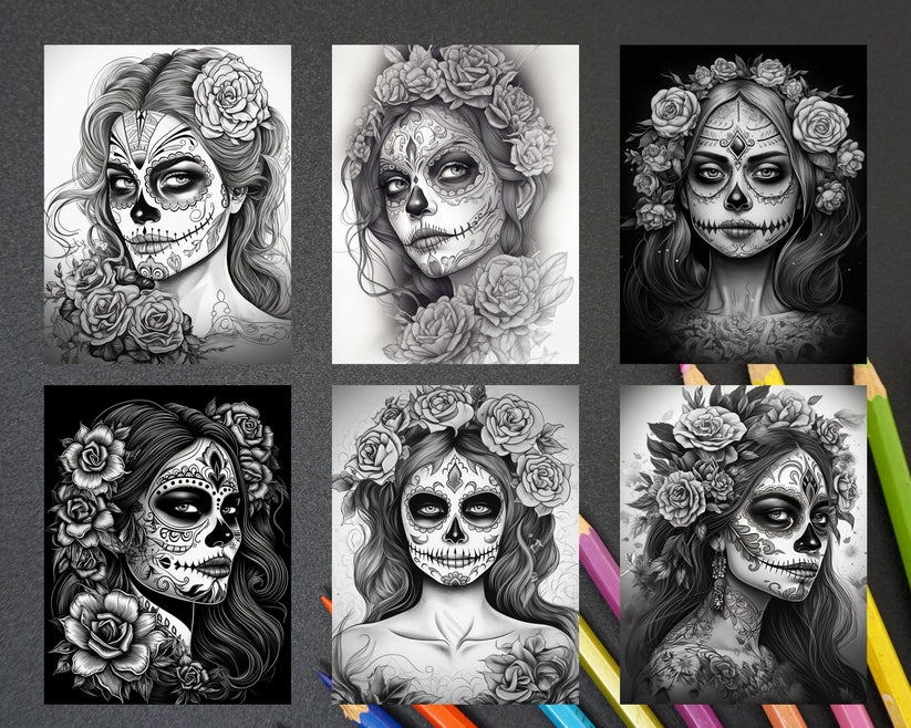 30 Printable Horror Bride Coloring Pages for Adults, Gothic Wedding Gr