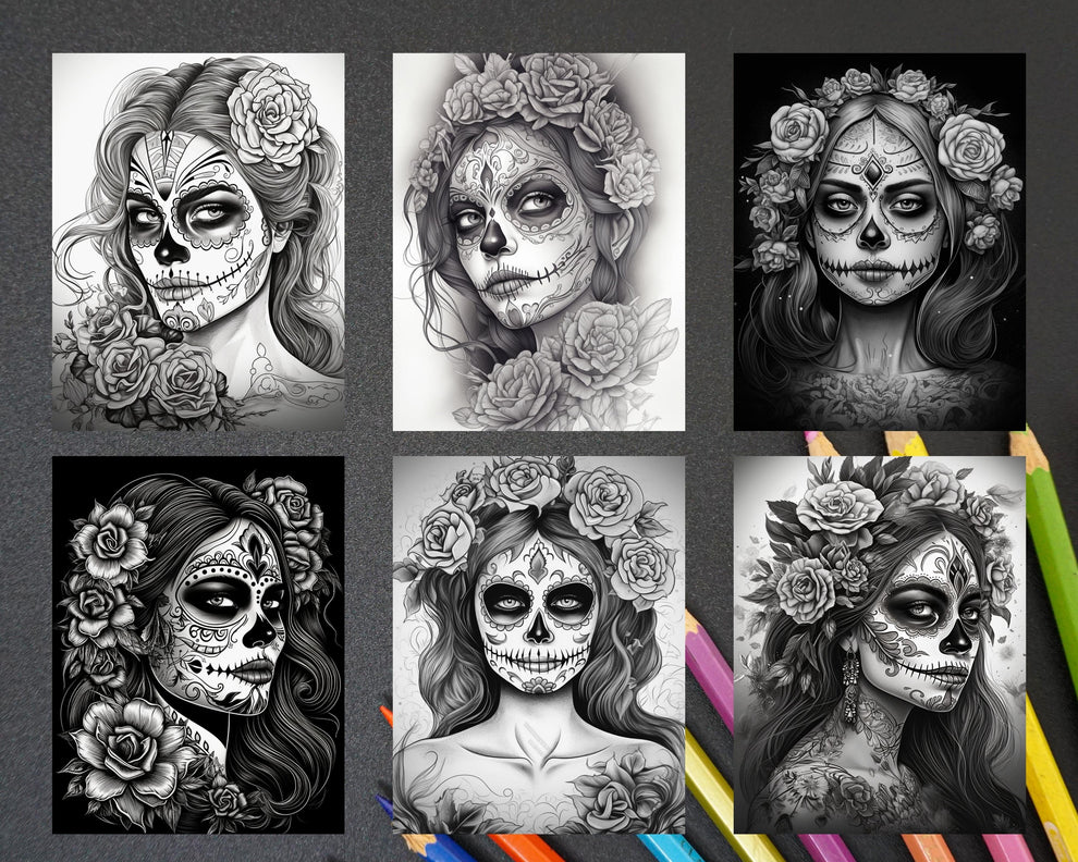 30 Printable Horror Bride Coloring Pages for Adults, Gothic Wedding Gr