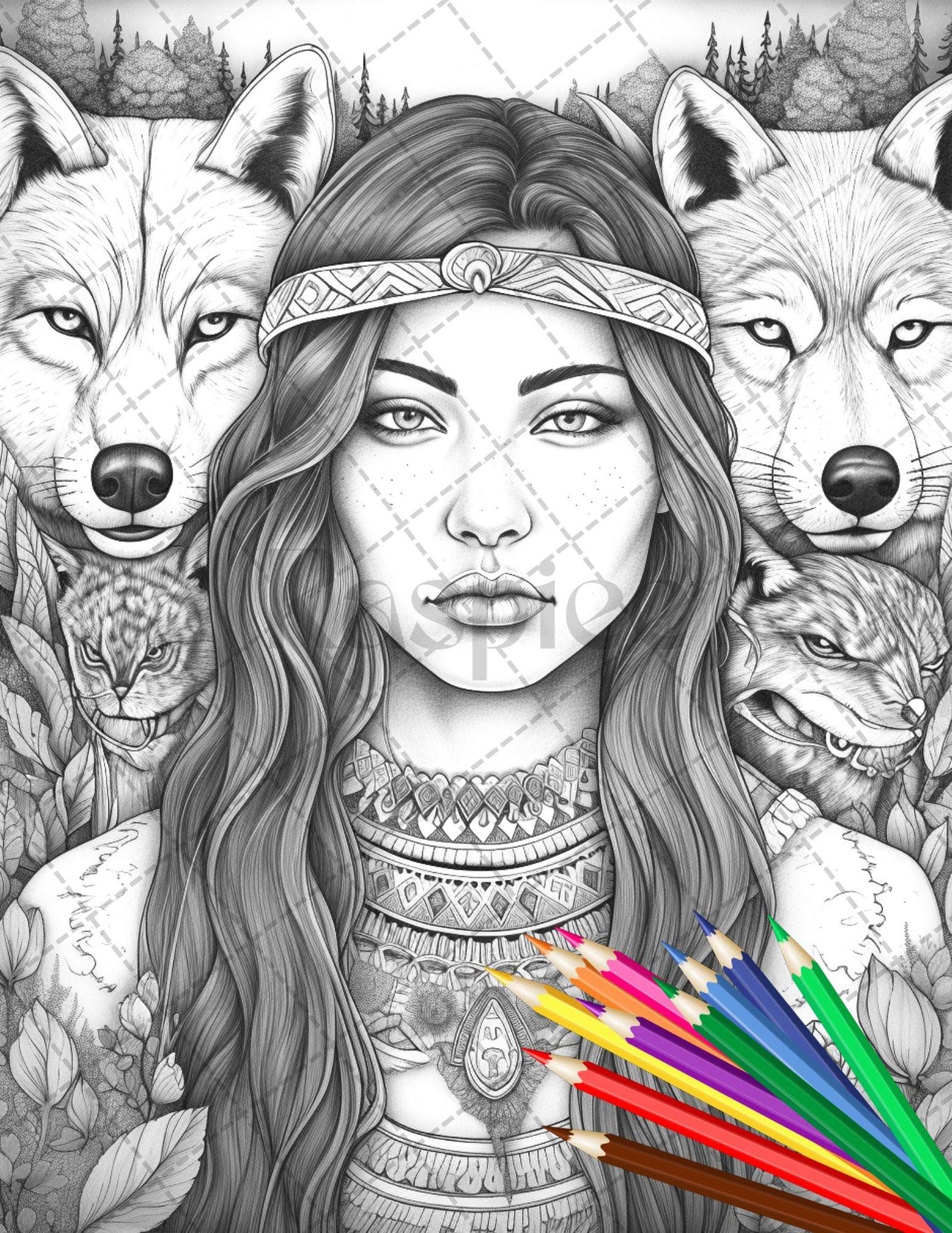 30 Native American Girls Printable Coloring Pages for Adult, Native Am