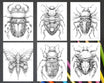 42 Steampunk Bugs Grayscale Coloring Pages Printable for Adults, PDF F ...