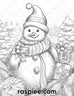 40 Chistmas Snowman Grayscale Coloring Pages for Adults, Printable PDF ...