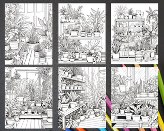 38 Indoor Houseplants Coloring Pages Printable for Adults, Grayscale C ...