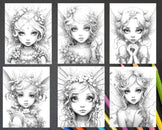 45 Adorable Chibi Fairy Grayscale Coloring Pages Printable for Adults ...