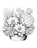 4 Free Printable Cactus Pots Coloring Pages for Adults, Grayscale Colo ...