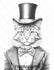 Gentleman Cat Grayscale Coloring Pages Printable for Adults Kids, PDF ...