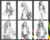 50 Streetwear Fashion Grayscale Coloring Pages Printable for Adults, P ...