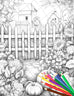 Pumpkin Garden Scenery Grayscale Coloring Pages Printable for Adults ...