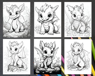 200 Woodland Baby Dragons Coloring Pages for Kids, Printable PDF Insta ...