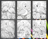 Flamingo Oasis Grayscale Coloring Pages Printable for Adults, PDF File ...
