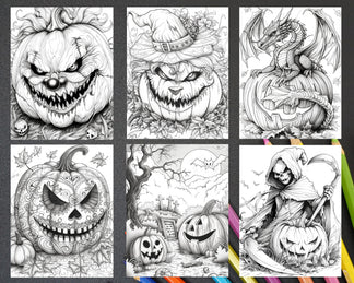 Spooky Pumpkin Halloween Adult Coloring Pages Printable PDF Instant Do ...