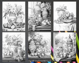 52 Still Life Grayscale Coloring Pages Printable for Adults, PDF File ...