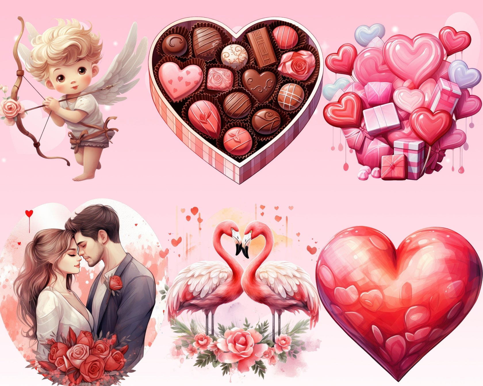 Valentine's Day Clip Art Mega Bundle, 50 PNG High-Res Files for Commer ...