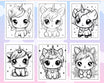 150 Adorable Kawaii Unicorn Printable Coloring Pages for Kids, Printab ...