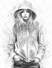 50 Streetwear Fashion Grayscale Coloring Pages Printable for Adults, P ...